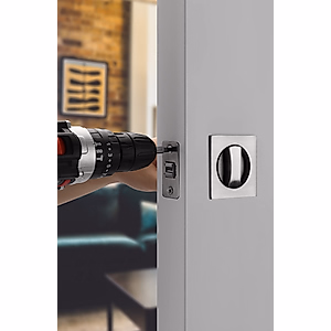 goldenwarm Pocket Door Lock, Satin Nickel Contemporary Privacy Square Pocket Door Hardware, Silver Sliding Pocket Door Lock(1 Pack)