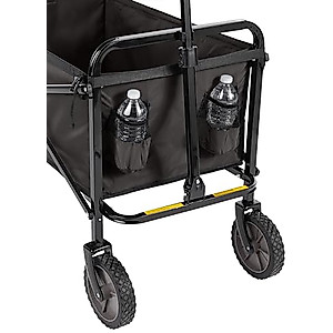 Amazon Basics Collapsible Folding Outdoor Utility Wagon with Cover Bag, Black