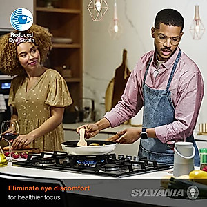 LEDVANCE Sylvania Reduced Eye Strain B10 LED Light Bulb, 60W = 5.5W, 13 Year, Candelabra Base, Dimmable, Clear, Daylight - 12 Pack (41226)