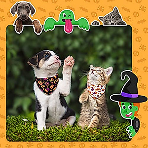 ZEFAN 4 Pack Halloween Dog Bandanas,Pumpkin and Spider Web Bibs,Halloween Party Decorations Bandana,Soft Comfortable Triangle Pet Scarf for Small Medium Dogs Cats Puppies Pets (Small)