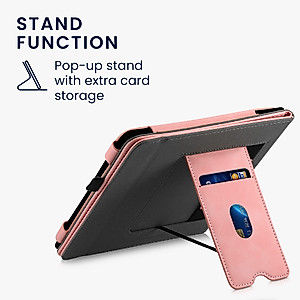 kwmobile Case Compatible with Kobo Sage - Cover Faux Nubuck Leather e-Reader Flip Case - Dusty Pink