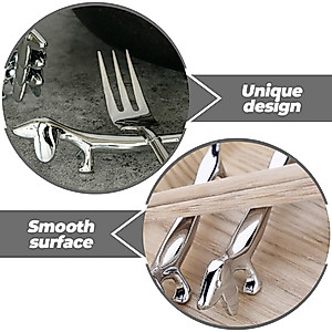 Luxshiny Dog Chopsticks Holder 3pcs Metal Dachshund Chopstick Rest Pillow Puppy Spoon Fork Rack Stand for Spoon Fork Tableware Brush Home Kitchen Table Decoration