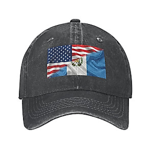 Half American Half Guatemala Flag Adult Cowboy Hat Unisex Trucker Dad Hat Adjustable Casual Sports Sun Hat for Mens Womens Black, One Size