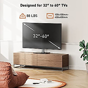 Perlegear Universal TV Stand Base, Table Top TV Mount Stand for Most 32-60 inch Flat or Curved TVs up to 88 lbs, Height Adjustable TV Replacement Stand with Wood Base, Max VESA 400x400mm, PGTVS24