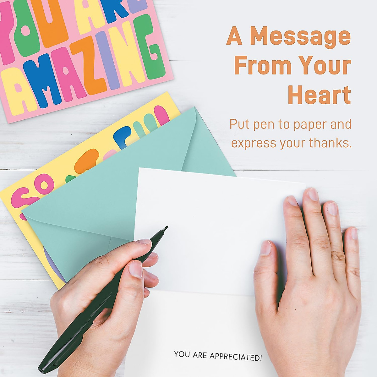 S&O Fun Thank You Cards with Envelopes - Assorted Thank You Cards to Express Gratitude - Thank You Notes with Envelopes Set of 24 - Gratitude Note Cards with Envelopes in Pop Colors to Mix & Match