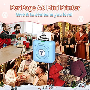 PeriPage A6 Mini Printer, Maximum Printing Width 2", Wireless Bluetooth Portable Thermal Printer, 203 DPI Clear Resolution, Connected Through Mobile APP, Can Print Labels, Stickers, Photos (Gift Box)