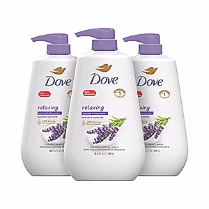 Dove Body Wash with Pump Relaxing Lavender Oil & Chamomile 3 Count for Renewed, Healthy-Looking Skin Gentle Skin Cleanser with 24hr Renewing MicroMoisture 30.6 oz