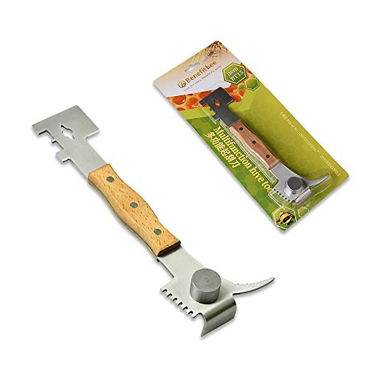 WEICHUAN Multifunction Hive Scraper Tool with Wooden Handle - Beekeeping Equipment Bee Hive Hand Tool Beekeeper Tool