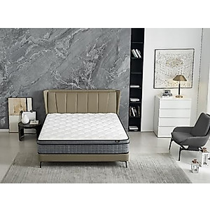 Container Furniture Direct Hybrid 12 Inch Queen Mattress in a Box, Pillow Top Bed Cushion with Gel Infused Memory Foam, Breathable and Hypoallergenic, Medium Firm for Lumbar Support