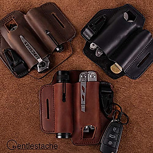 Gentlestache Leather Sheath for Leatherman Multitool Sheath EDC Pocket Organizer with Key Holder for Belt and Flashlight Sheath Multitool Pouch