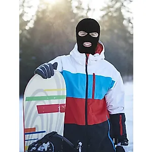 SATINIOR 3 Holes Full Face Cover Outdoor Balaclava Knitted Neck Gaiter Ski Mask for Sports Cycling (Pure Black,Medium)