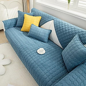 MIFXIN Sofa Cover 1 2 3 Cushion Couch Sectional Sofa Slipcover Universal Anti-Slip Furniture Protector for Living Room Loveseat Recliner L Shaped Armrest Backrest (Only 1 Piece) Blue 36''x63''