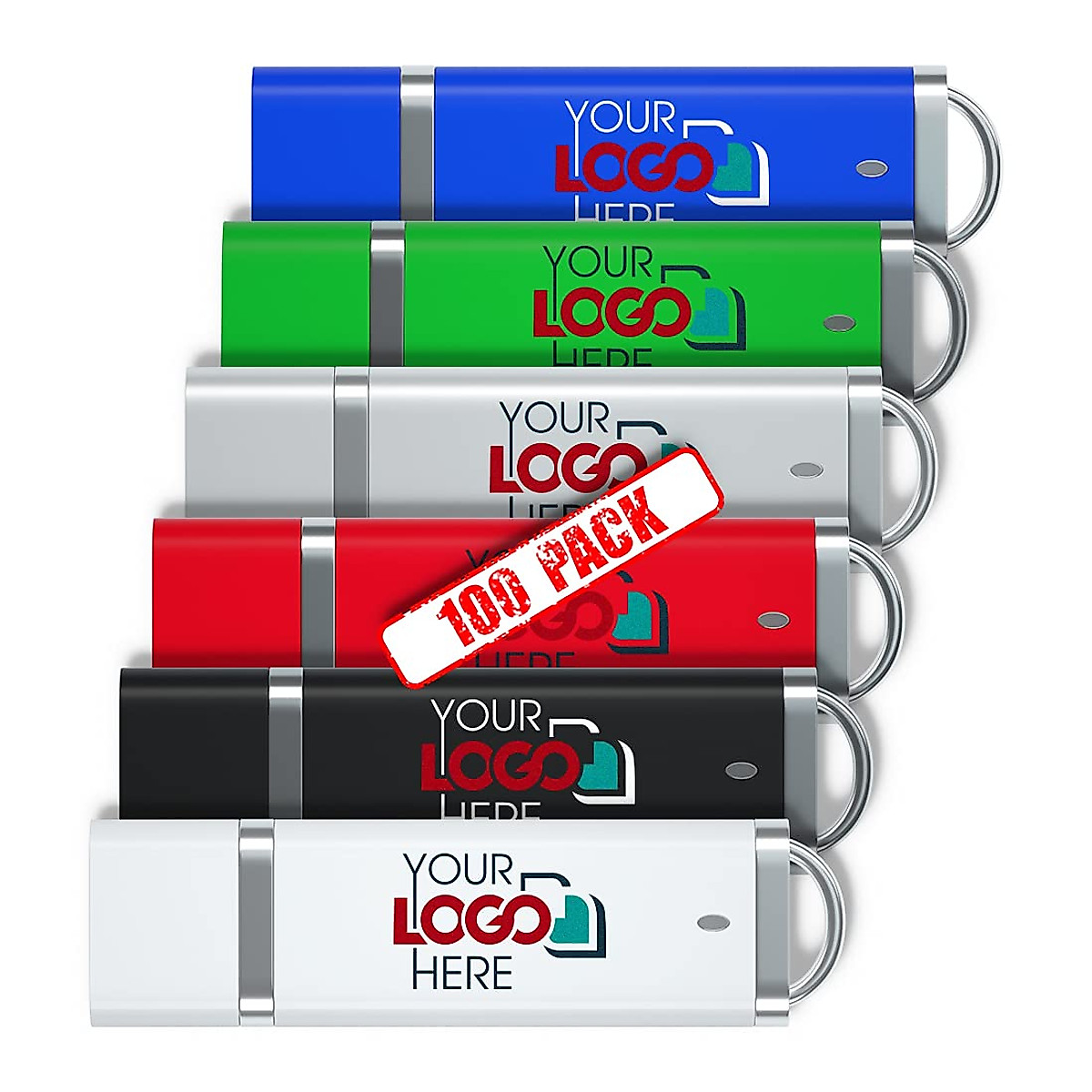 Possibox Customized Bulk USB 2.0 Flash Drives 4GB Personalized with Your Logo - for Promotional Use - 100 Pack
