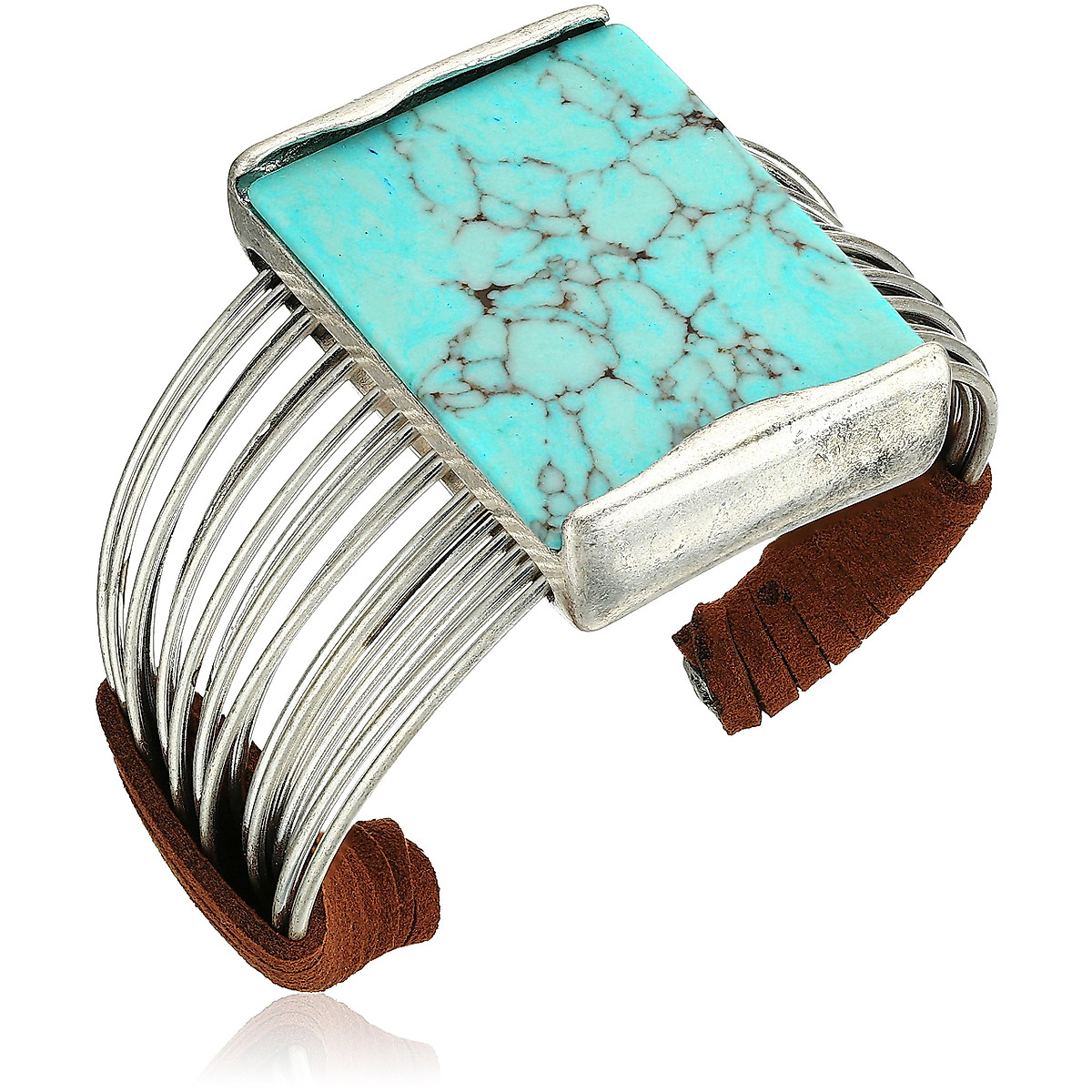 Robert Lee Morris Soho Womens Turquoise Stone Cuff Bracelet, Turquoise/Silver