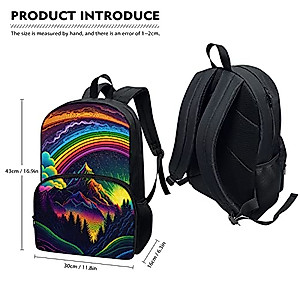 PORCLAY Rainbow Aurora Backpack Kids School Preschool Elementary Girl Bookbag Cute Aesthetic Preppy School Bag for Girls 3-5 Durable Laptop Rucksack Daypack