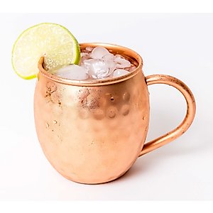 La Belle Vie LLC Moscow Mule Mugs - Set of 2 - - Premium 1/2 Pound Mugs - 100% Solid Copper - Hammered Finish - 16oz LBV Mugs