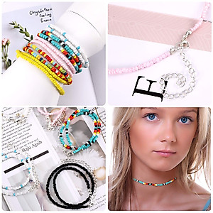 Hicarer 12 Pieces Boho Seed Bead Choker Necklace Colorful Bead Necklaces Rainbow Beach Bead Choker Necklaces for Women