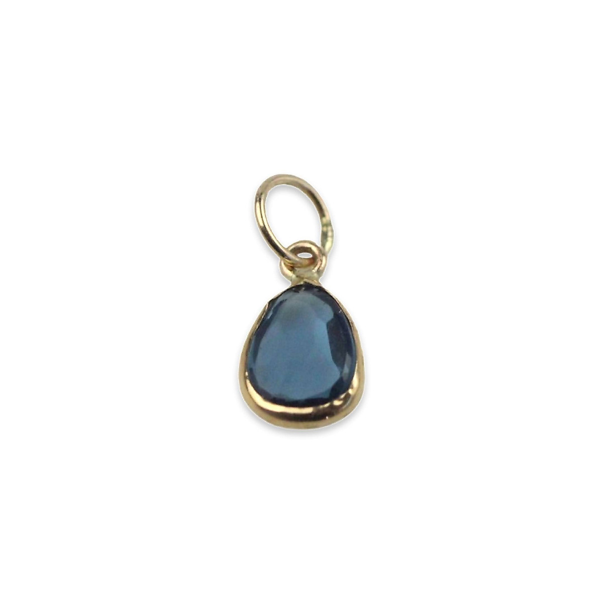 London Blue Topaz Rose Cut Charm 7x6 Irregular Shape Handmade In 14k Yellow Gold 0.85 Carats