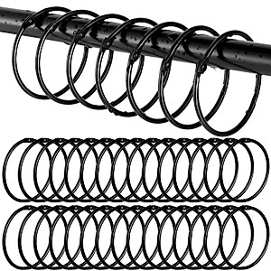 YGAOHF 30 Pack Black Shower Curtain Rings - 2 Inch Rustproof Metal Shower Curtain Hooks for Bathroom, Glide Smoothly Round Shower Rings, Snap Joint Design