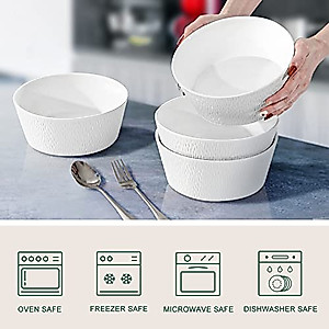 Vidalenta 54 Ounce Large Soup Bowls, Salad Bowls and Serving Bowls, Deep Pasta Bowls Set of 4, White Serving Dishes for Entertaining, Microwave & Dishwasher Safe, Ideal Housewarming Gift