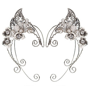 GANAZONO Elf Ear Cuffs Fairy Earrings Pearl Wing Cuff Wrap Earrings Elven Ear Clips Jewelry Gift