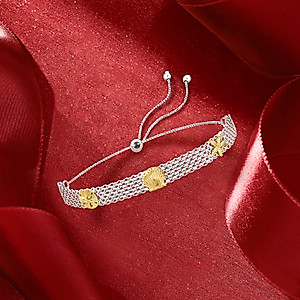 Ross-Simons Sterling Silver and 18kt Gold Over Sterling Sea Life Bismark-Link Bolo Bracelet