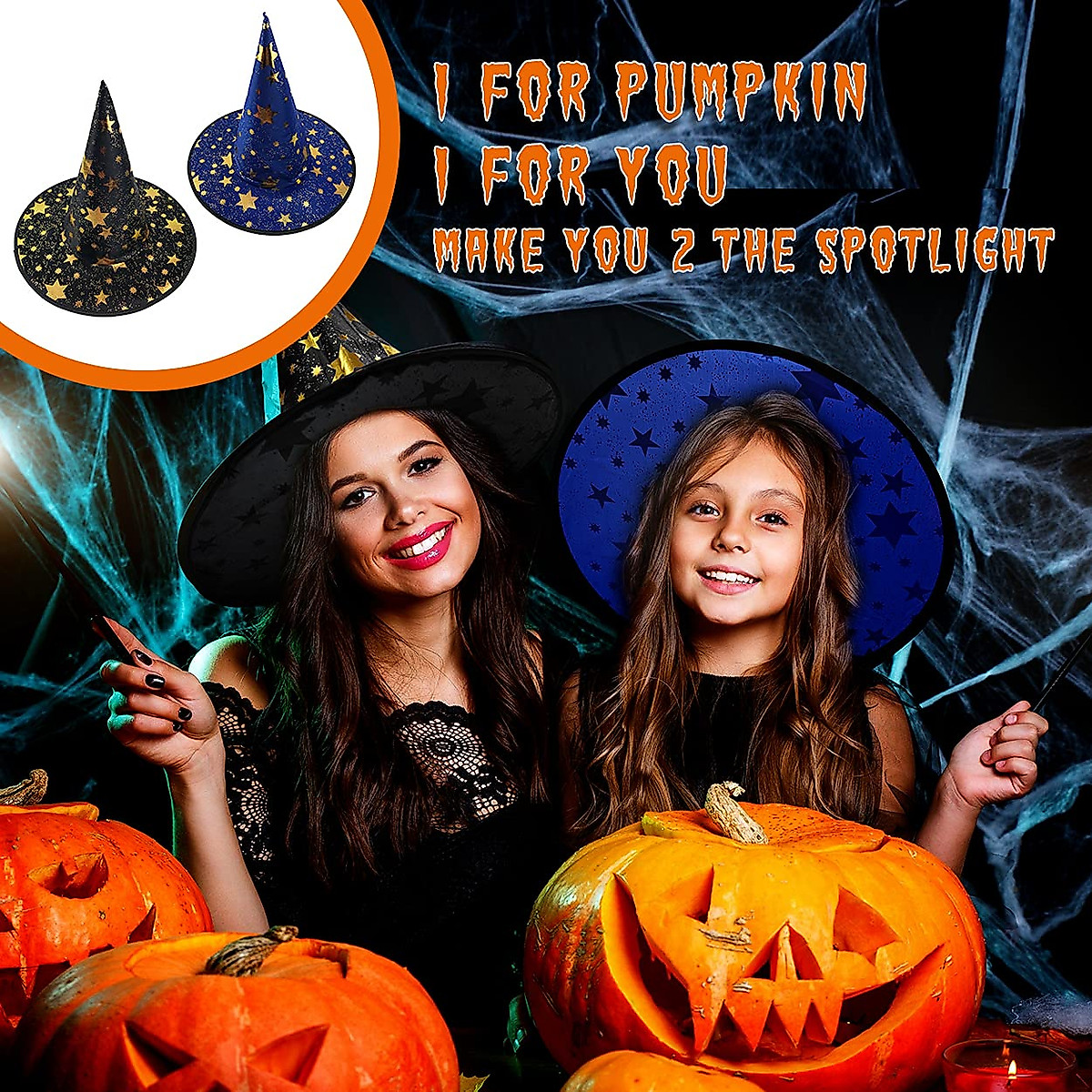 HOPEMATE 17 PCS Pumpkin Carving Kit for Kids&Adults with Witch Hats LED Candles Stainless Molds Pumpkin Carving Cutting Knife Set