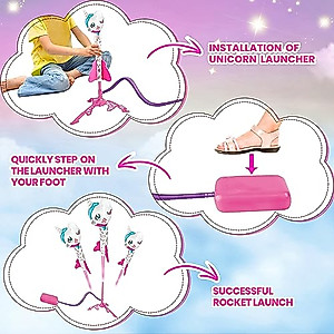 YOTOY Unicorn Rocket Launcher for Kids - Fun Outdoor Toys Launch of up to 100 Ft, 3 Unicorn Rockets, Gifts for 3 4 5 6 7 Years Old Girls and Boys