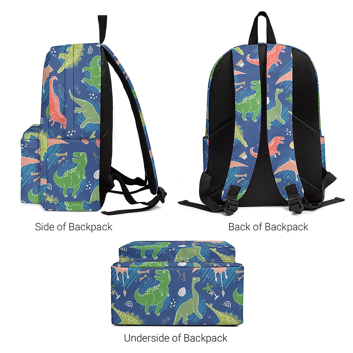 Ewobicrt Blue Dinosaurs Backpack 16.7 inch Large Cute Laptop Bag Casual Daypack Bookbag for Work Travel Camping