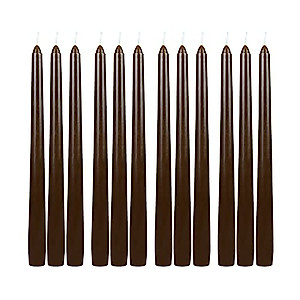 Zest Candle 12-Piece Taper Candles, 10-Inch, Brown