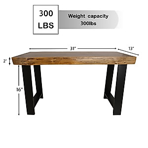 Warmaxx Teak Wood Live Edge Bench 31"x13"x18"H Rectangle Wooden Farmhouse Entryway Bench Living Room End Table Bedroom End of Bed Outdoor Patio Garden Foot Rest Stool Rustic Side Table