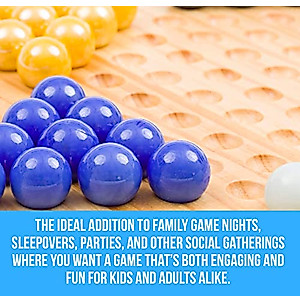 Regal Games - Chinese Checkers -11.5” Natural Wood Game Board with 60 Glass Marbles Assorted, Fun, Family-Friendly Board Game - Ideal for Up to 6 Players Ages 8+