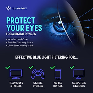 Lumadux Computer Blue Light Glasses Men Blocking for Reading, Eye Strain Headaches and Blurry Vision | Blocker Gaming Glasses (Titanium Black, 1.5, x)