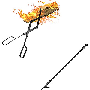 Amagabeli Fireplace Tongs Fireplace Poker for Fire Pit Campfire Bonfire Firewood Heavy Duty