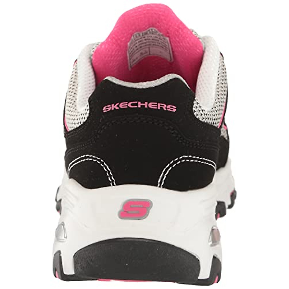 Skechers womens D'lites - Life Saver Memory Foam Lace-up Sneaker,Black/Pink,8 M US