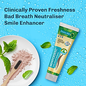 Bentodent Remineralizing Fluoride Free Toothpaste, Organic & Natural with Calcium Bentonite Clay, SLS Free, Whitening for Sensitive Teeth, Vegan (Premium Mint Combo)