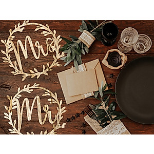 Forever Craft Bride and Groom Chair Signs - Mr and Mrs Sign, Mr and Mrs Chair Signs, Bride Chair Decor, Groom and Bride Chair Sign, Wedding Signs