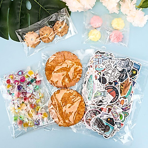 Cellophane Bags, Cookie Bags, 5x7 Inch Self Sealing Cellophane Bags, 100 PCS Cellophane Treat Bags, Resealable Clear Plastic Cello Gift Bags for Candy, Bakey, Pastry, Decorative Wrappers, Party Favors