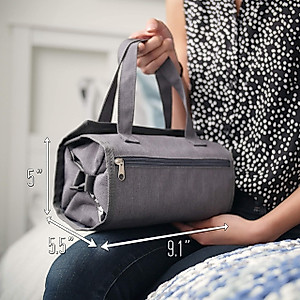 BrigHaus Roll Up Hanging Toiletry Travel Bag for Women & Men - Compact Cosmetic Kit with Hook | Waterproof, TSA Approved Removable Carry On Pouches (Heather Gray)