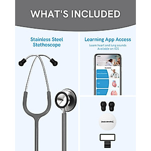 FriCARE Dual Head Stethoscope - Stethoscopes for Nurses, Medical Nursing Students, Paramedics/EMT/LVN/VNA Backup - FSA/HSA Eligible Estetoscopio, Haze Grey Tube, Stainless Steel Chestpiece