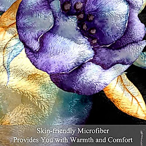 VBFOFBV Bedding Fleece Blanket Comfort Fluffy for Boys Girls, Skull Purple Flower Retro