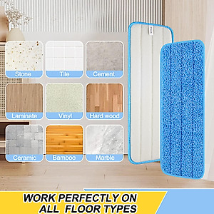 Microfiber Spray Mop Replacement Heads for Wet/Dry Mops Compatible with Bona Floor Care System (5 Pack)