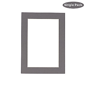 CountryArtHouse Charcoal Bevel Cut Mat for 8x10 Frame and 5x7 Pictures - Mats with White Core - One Mat - with Bag & Backing