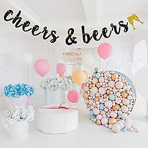 INNORU Cheers & Beers Banner, Black Glitter Cheers to 2023 Banner, Happy New Year, Happy Birthday, Wedding, Bachelorette, Engagement, Graduation Party Decorations