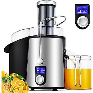 1000W 5 Speeds LCD Screen Centrifugal Juicer Machines Vegetable and Fruit, Realife Juice Extractor with Big 3" Wide Chute, Anti-drip Compact Juice Maker, Easy Clean, High Juice Yield, BPA Free