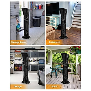 Haimmy Patio Heater Covers with Zipper, Waterproof, Dustproof, Electric Outdoor Heater Cover 43.9'' Height x 13.8" Length x 6.3" Width, Black