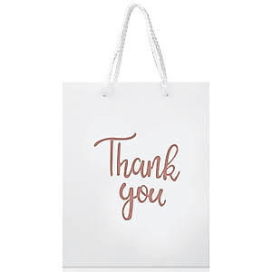 Nezyo 12 Pack Thank You Gift Bags with Tissue Paper Wedding Tissue Paper Party Bags with Handles Paper Shopping Bag Bridal Shower Gift Bags for Birthday Wedding Baby Shower Party Favor (Rose Gold)