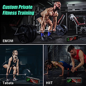 Portable Gym Workout Timer, Fitness Clock with The Rubber Case and Built-in Magnetic Spine, Large LED Digital Anti Vertigo Display, for Home Garage Schools (Black)