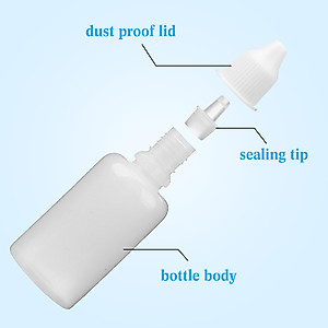Tioncy 100 Pcs 30ml Plastic Dropper Bottles Squeezable Liquid Dropper Bottles with Leak Proof Caps, Refillable 1 oz Plastic Eye Dropper Bottles for Essence, Essential Oil(White Lid)