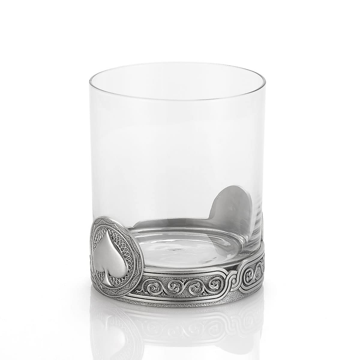 Royal Selangor Pewter Spades Whiskey Tumbler 10oz - Ace Collection Luxurious Cognac/Bourbon/Scotch/Cocktail Drinking Glass